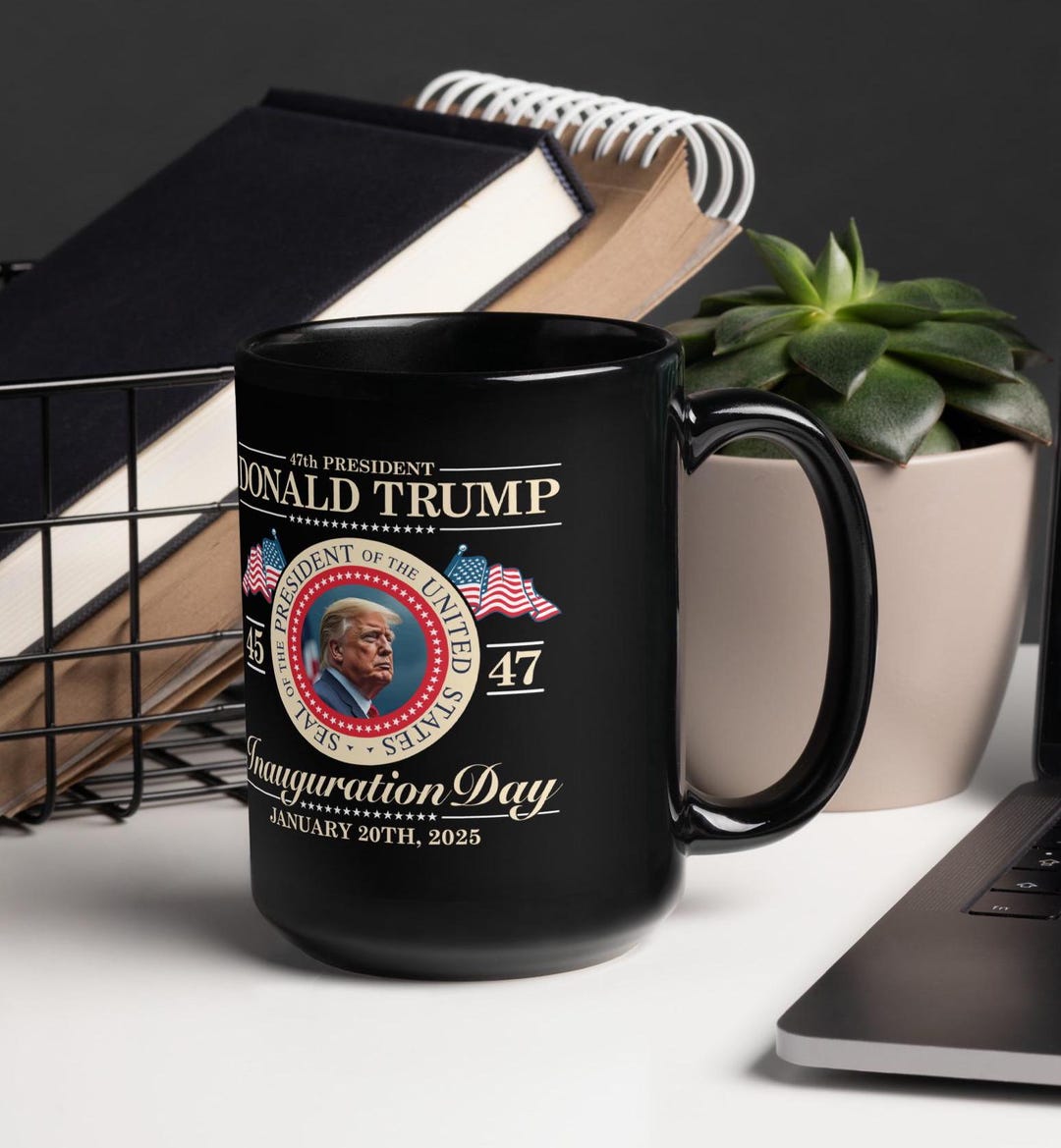 Inauguration Day 2025, Black Presidential Seal Mug Donald Trump 47th ...