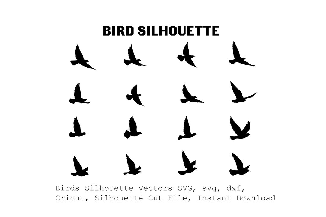 Flying Birds Silhouettes, Clipart, Svg, Digital, Vector. - Etsy