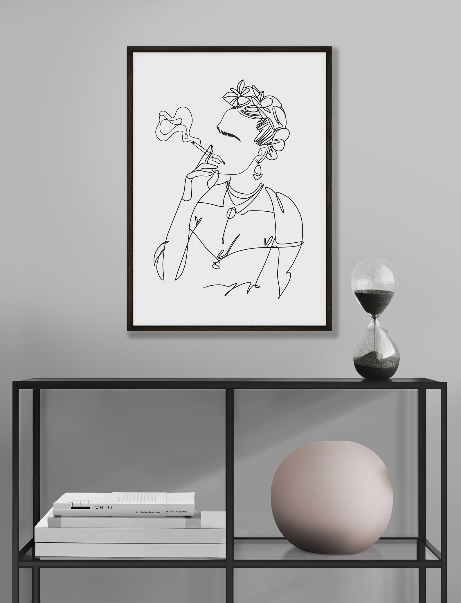 Smoking Frida Kahlo Printable Portrait Hand-drawn Single Line - Etsy