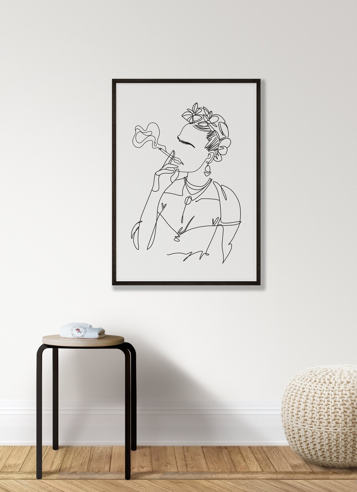 Smoking Frida Kahlo Printable Portrait Hand-drawn Single Line - Etsy
