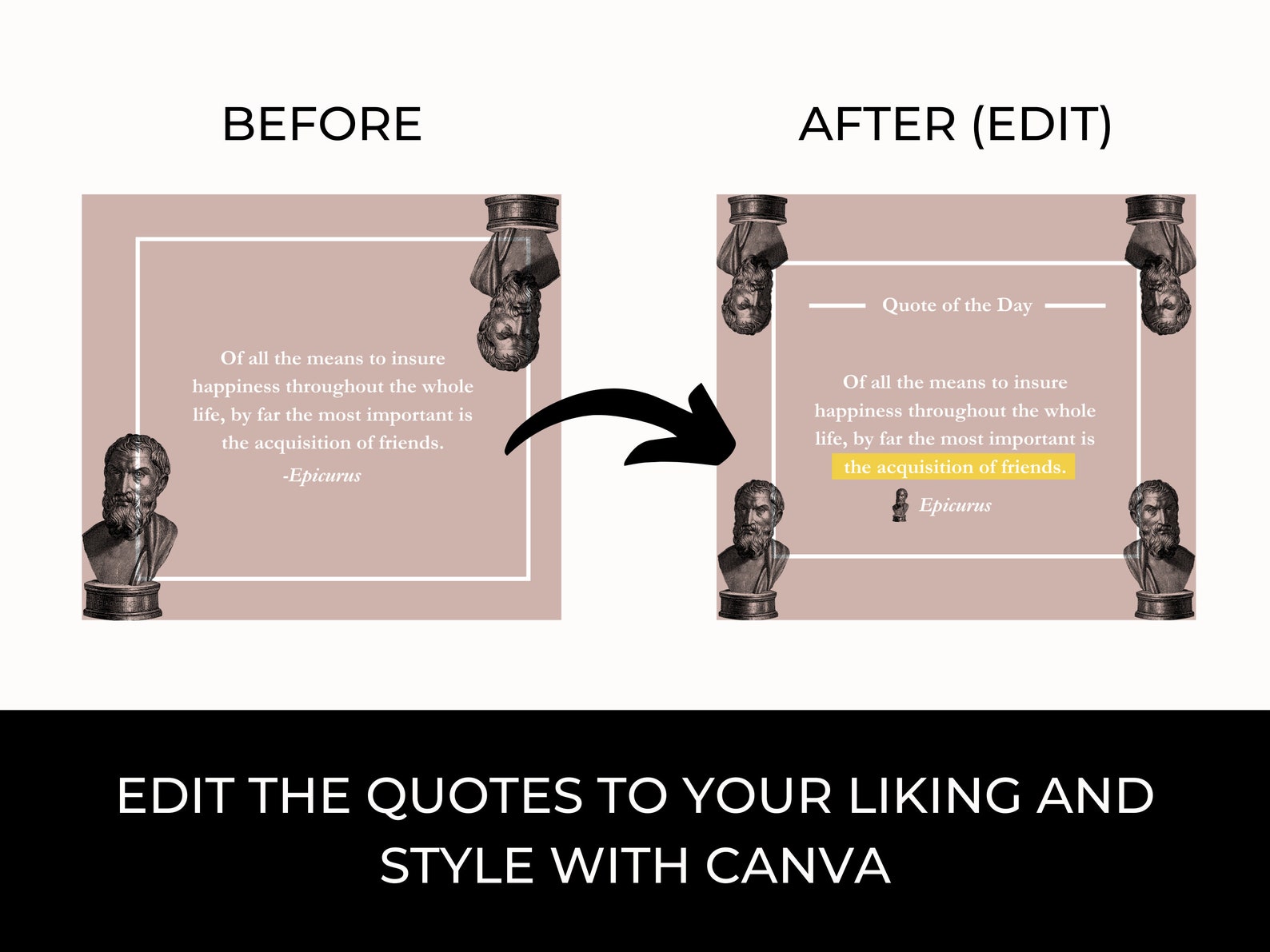 101 Unique Stoic Card Quotes Canva PDF Printables Mindset ...
