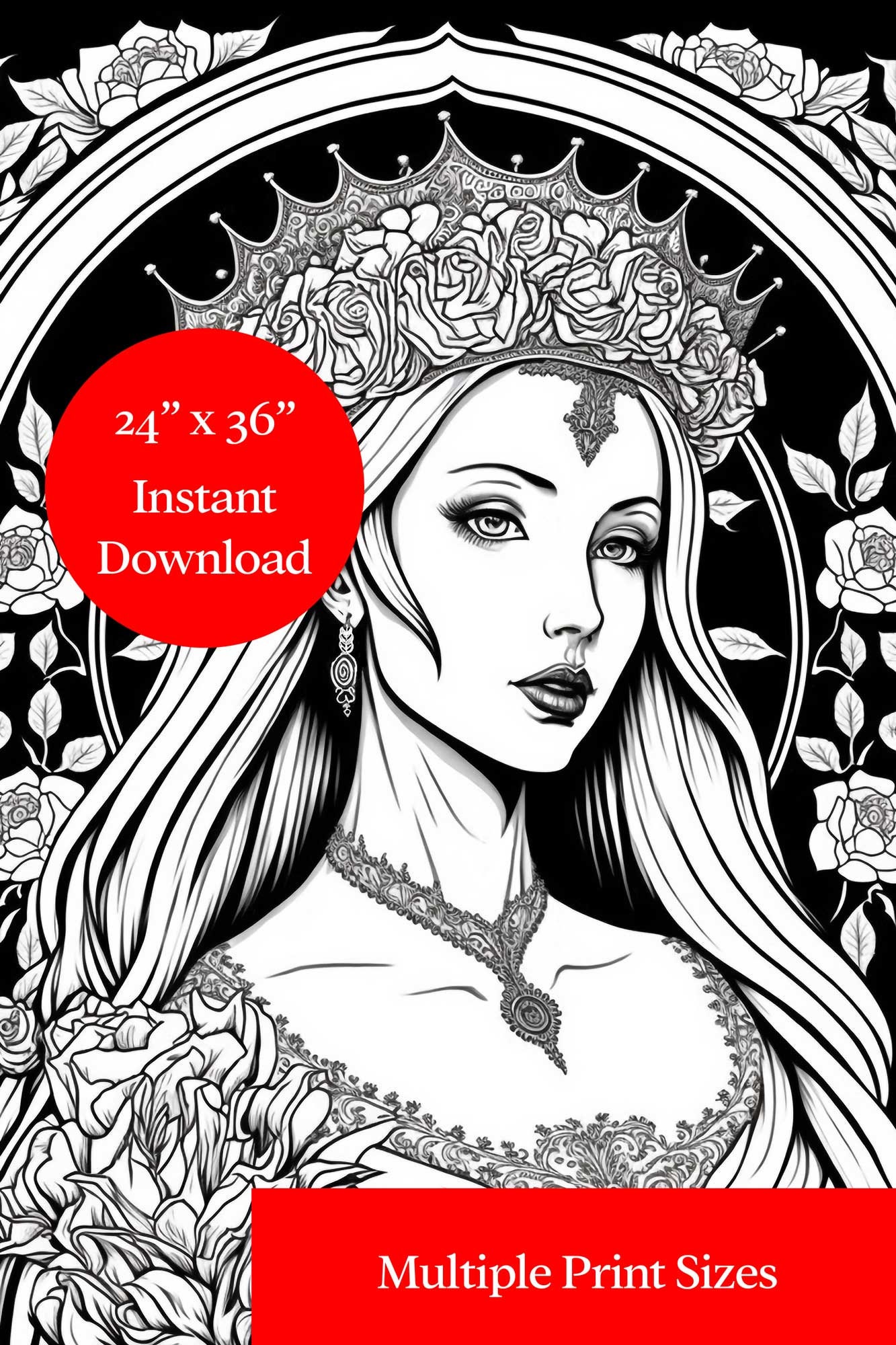 Queen Amara Coloring Page or Poster for Adults or Teens Instant ...