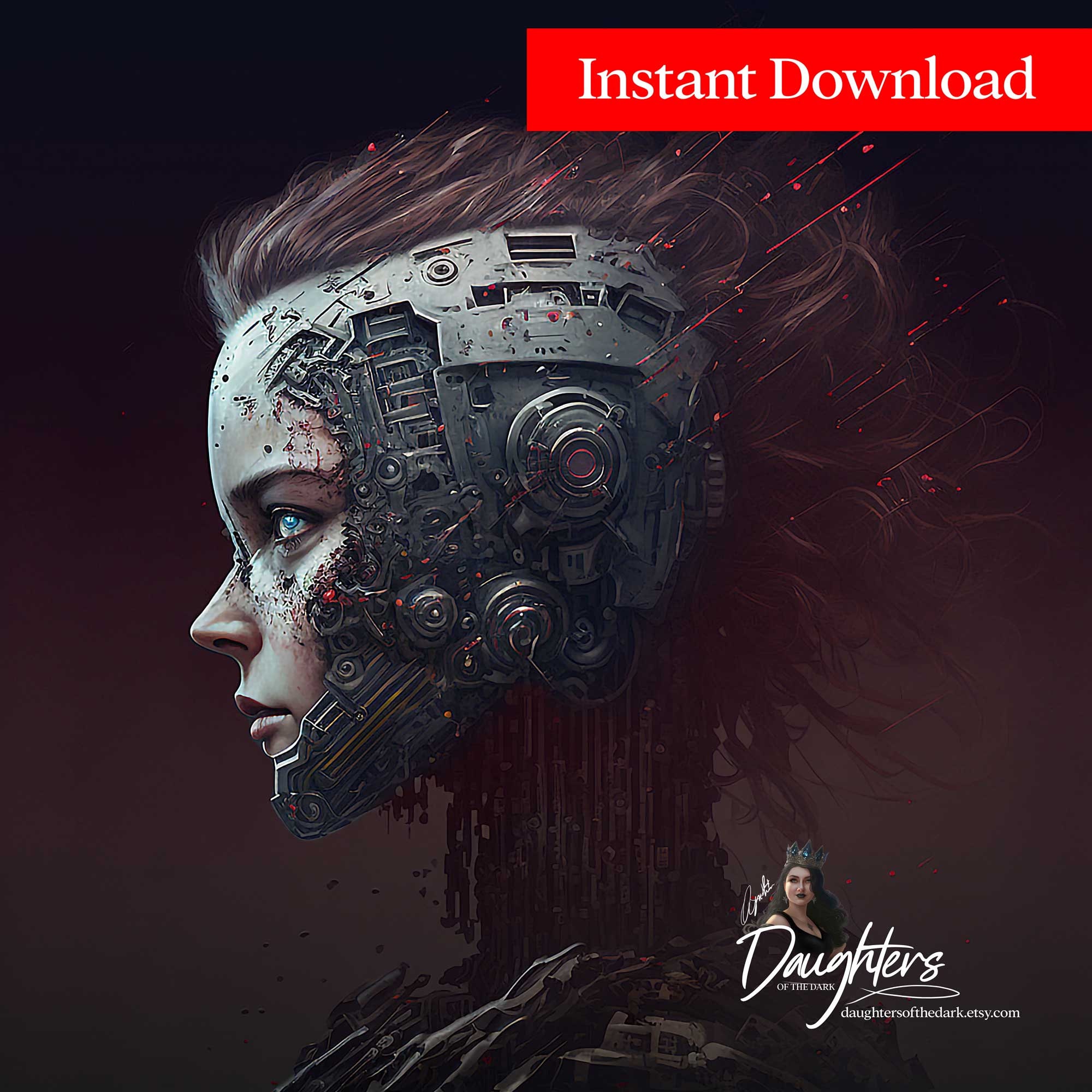 Cyborg Art Print Book Cover Art Or Commercial Use Products Instant Download High Resolution 24