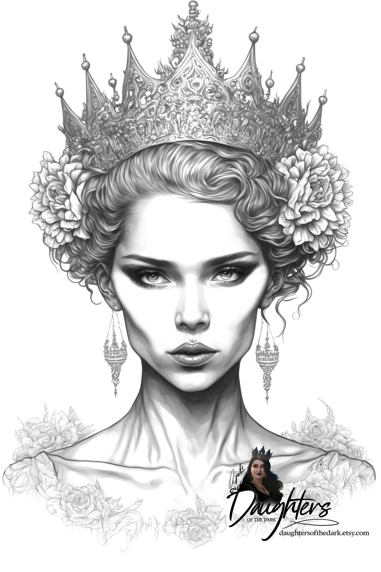 Queen Marie Coloring Page or Poster for Adults or Teens Instant ...