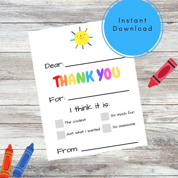 Thank You Birthday Card Kids - Etsy