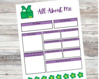 Printable Daisy Girl Scout All About Me; New Troop Member All About Me ...
