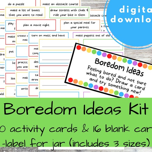 Bored Jar Cards Boredom Jar Kit Kids Activity Cards I'm - Etsy