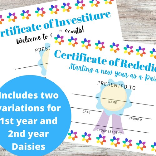 Daisy Girl Scouts Certificate Printable Investiture - Etsy