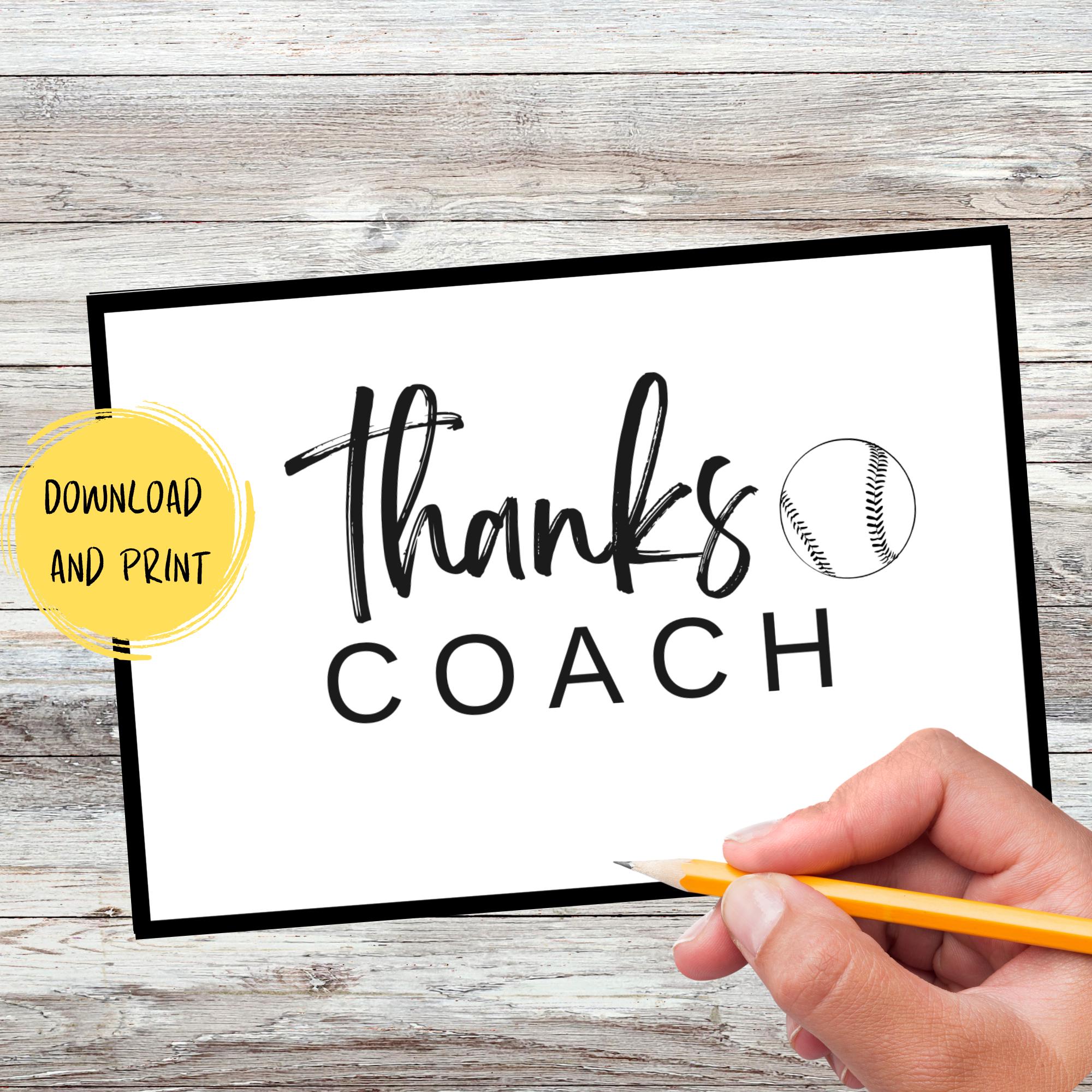 Printable Baseball Coach Thank You Card | DIY Foldable 5x7 Card ...