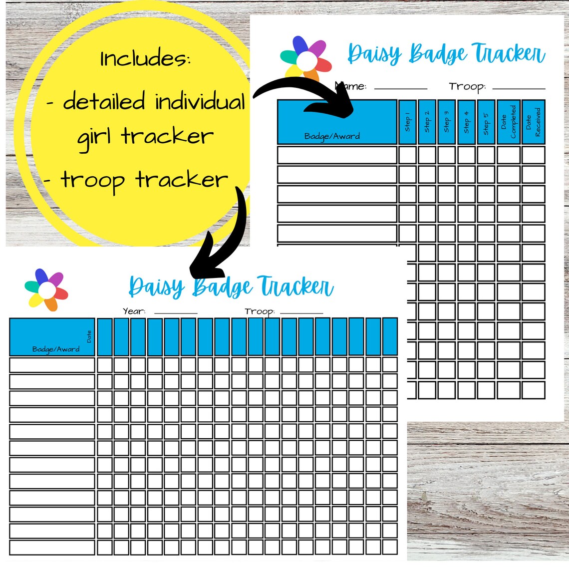Daisy Badge Tracker, Girl Scouts Badge Tracker, Award Tracker, Organize ...