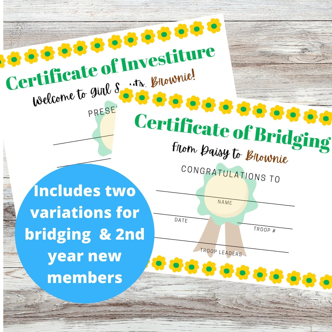 Brownie Girl Scouts Certificate Printable, Bridging Certificate ...