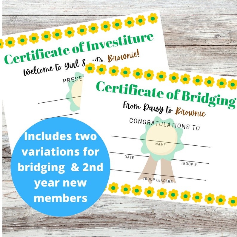 Brownie Girl Scouts Certificate Printable, Bridging Certificate ...