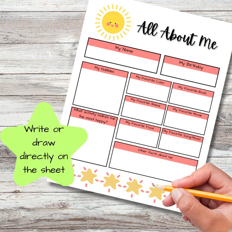 Printable All About Me; Elementary School Activity, About Me ...