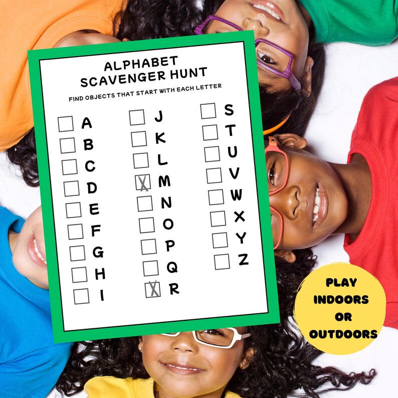 Alphabet Scavenger Hunt - Printable PDF (5 Colors) | Digital Download ...