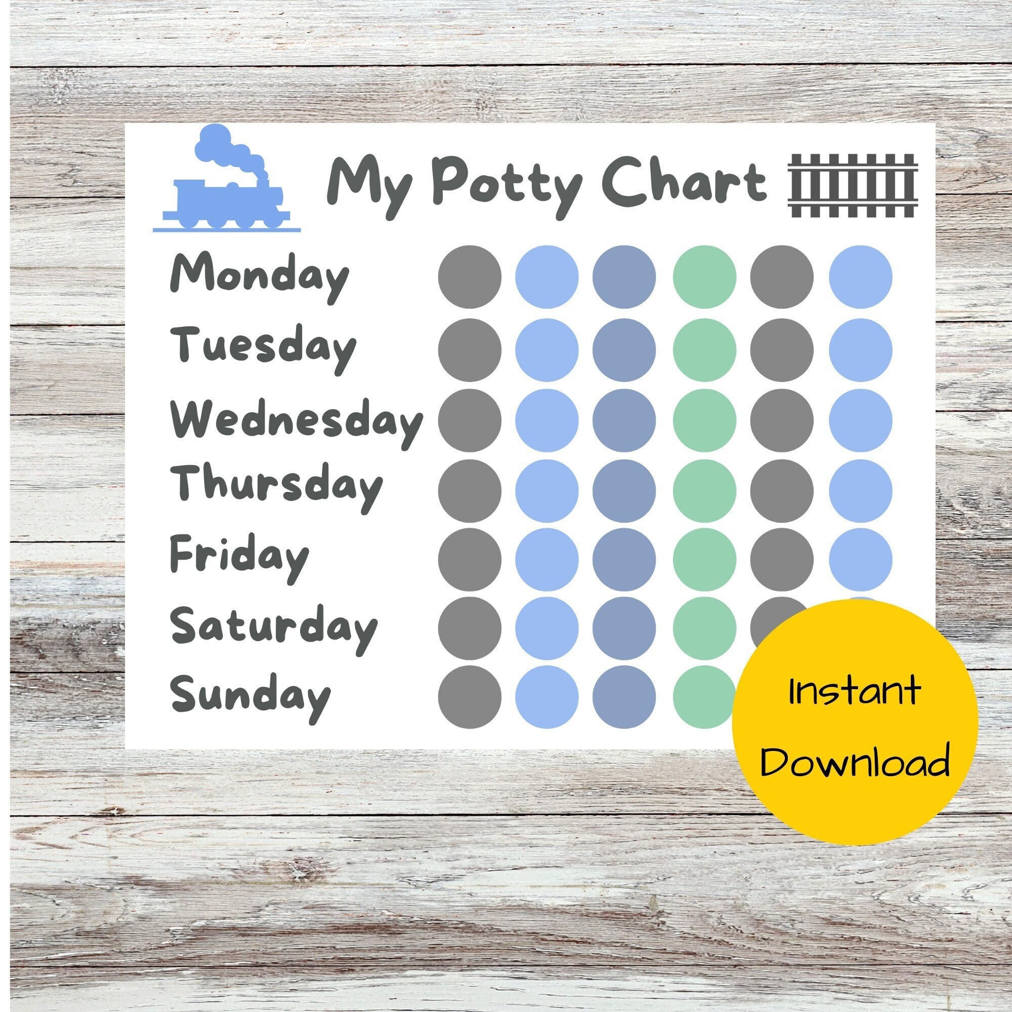 Boy Potty Training Chart Printable; Simple Potty Chart, Potty Tracker ...