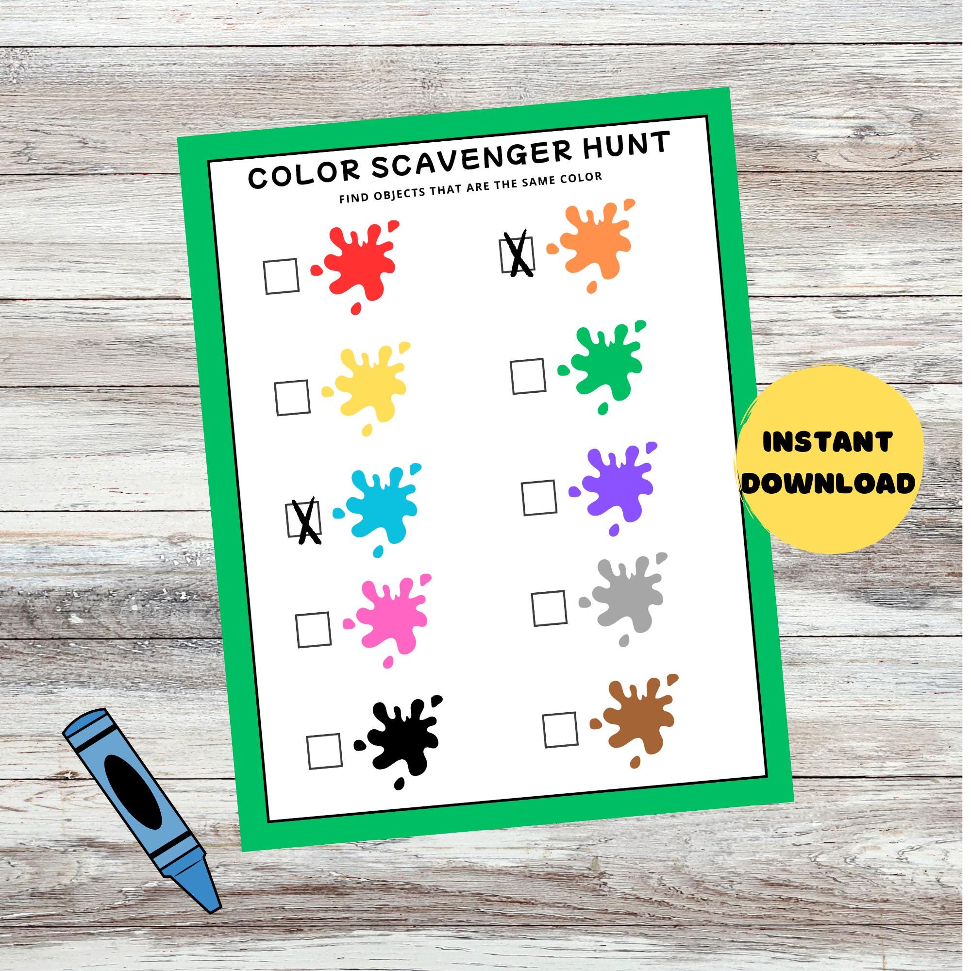 Color Scavenger Hunt Printable - Color Learning Game, Preschool ...