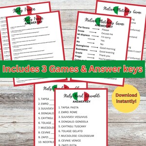 Italy Games Bundle | 3 Fun Italian Language Games (trivia, Matching ...