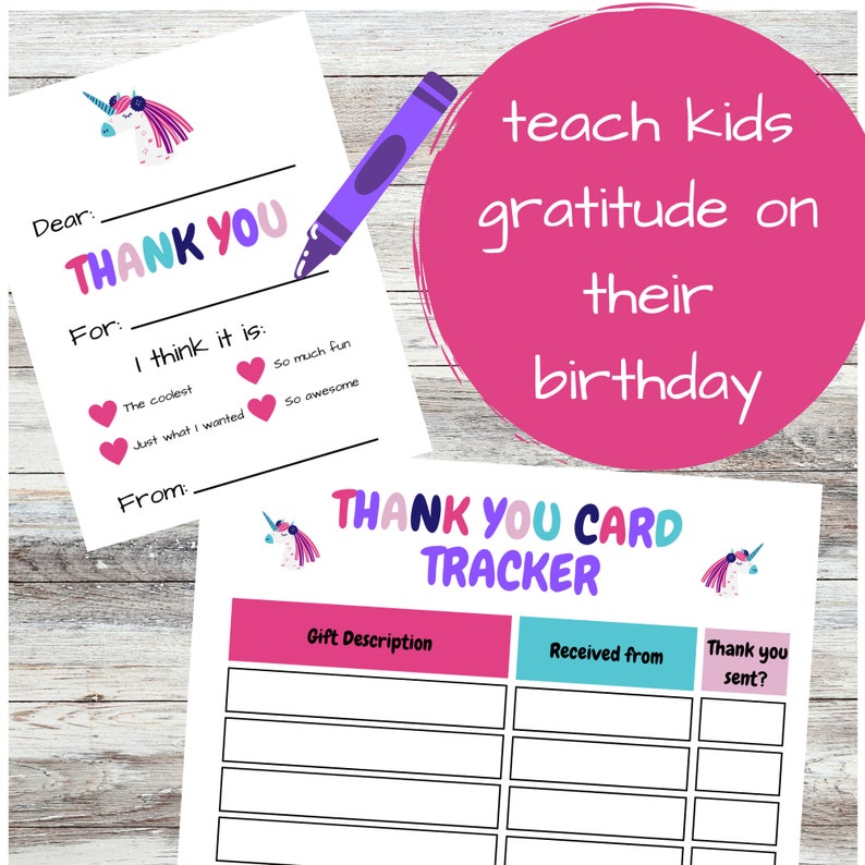 Printable Thank You Notes Unicorn Fill in the Blank,birthday Countdown ...