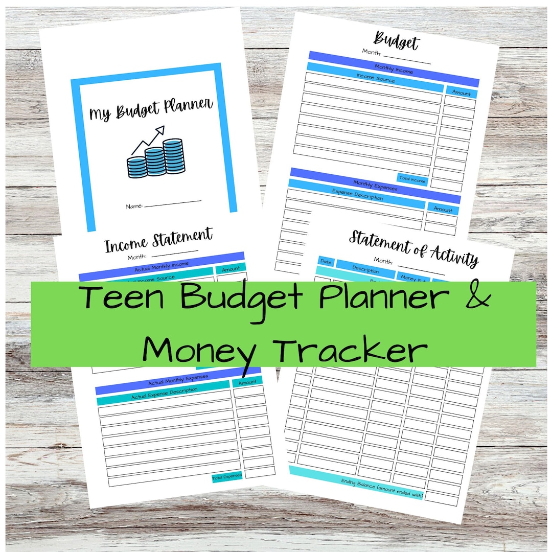 Printable Teenager Budget, Income & Expenses Tracking, Money Management ...
