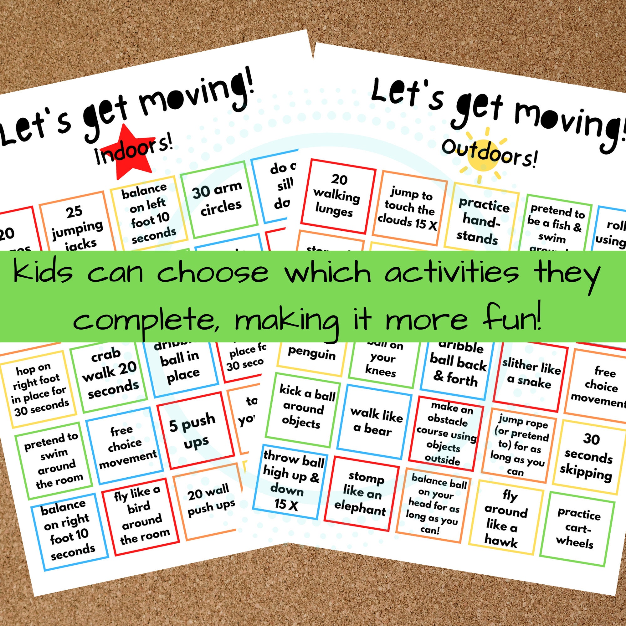 Printable Kids Exercise Activities; Indoor, Outdoor, Get Kids Moving ...