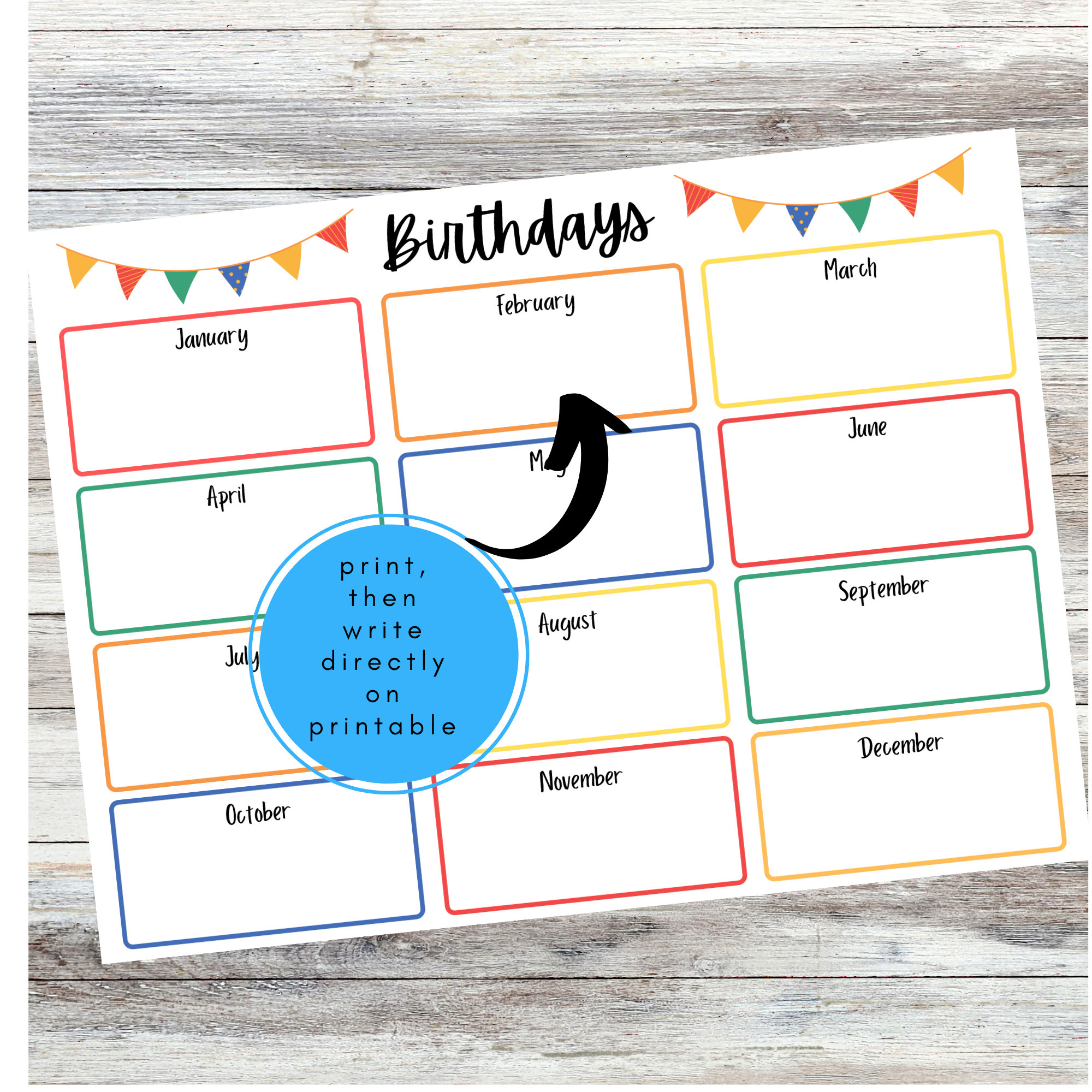 Birthday Organizer by Month, Birthday Tracker, Kids, Adults, Birth ...