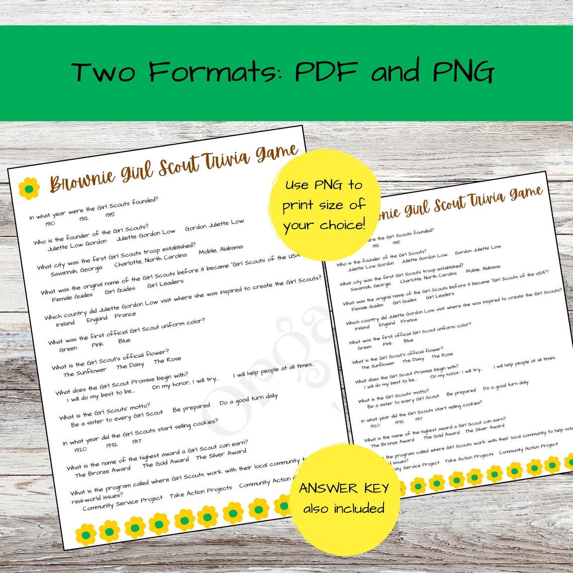 Printable Brownie Girl Scout Trivia Game, Girl Scouts Leader Game ...