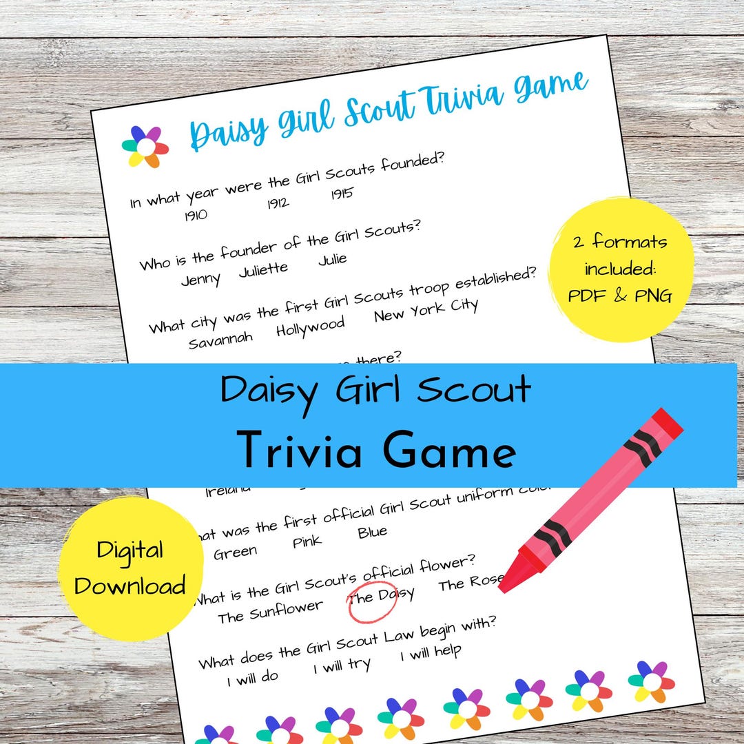 Printable Daisy Girl Scout Trivia Game - Fun Educational Activity for ...