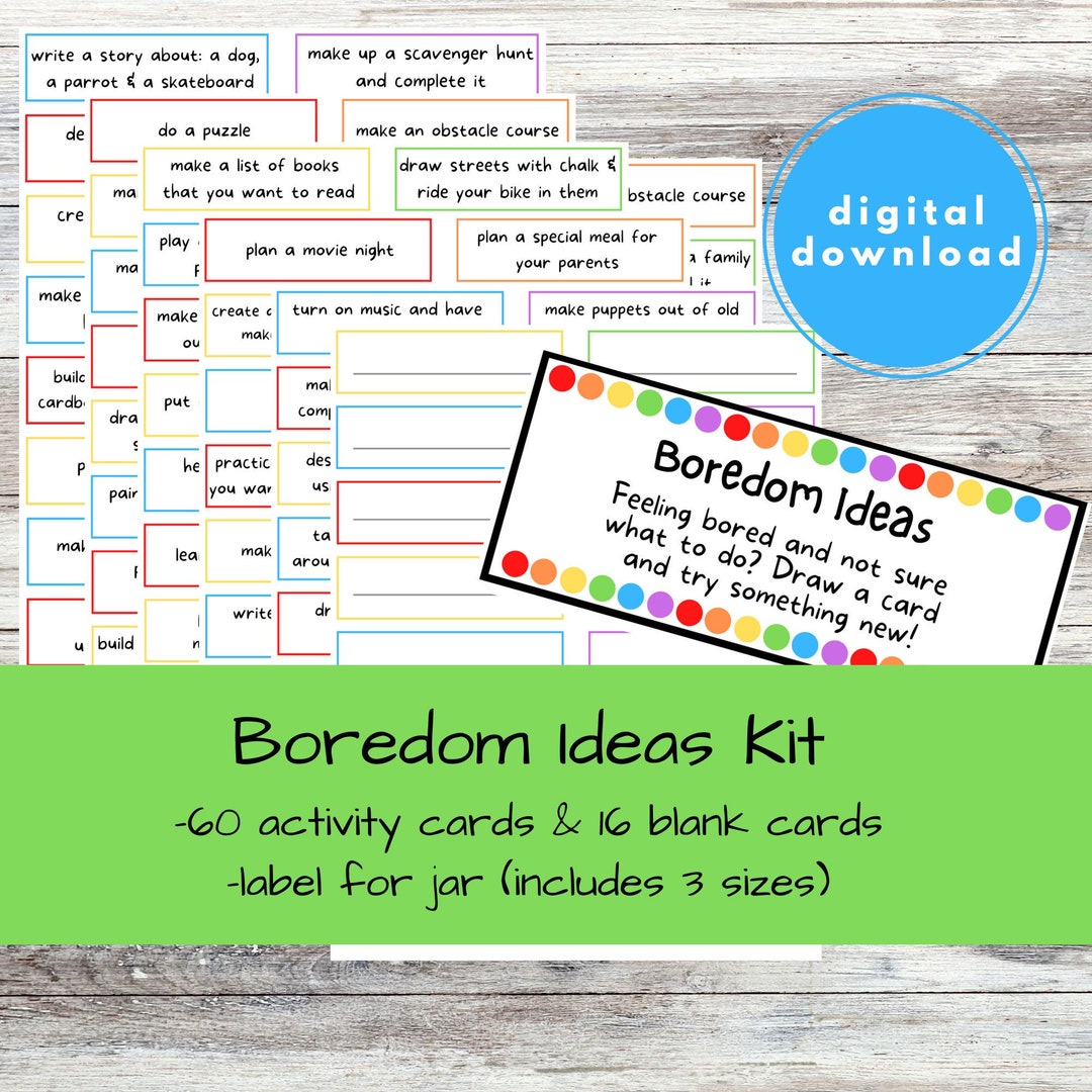 Bored Jar Cards, Boredom Jar Kit, Kids Activity Cards, I'm Bored ...