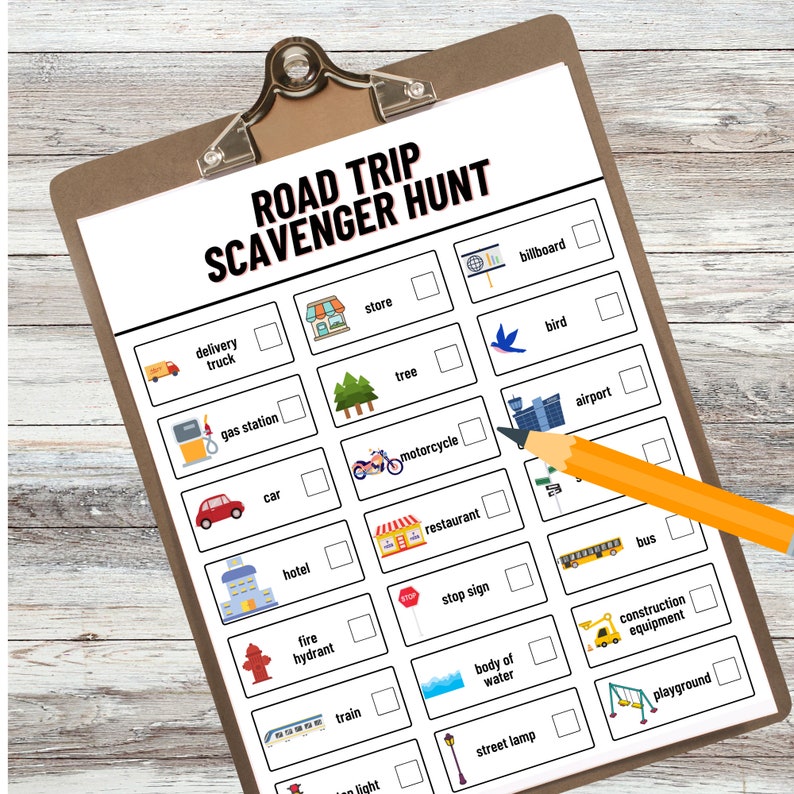 Road Trip Scavenger Hunt Printable Scavenger Hunt for Kids Travel Game ...