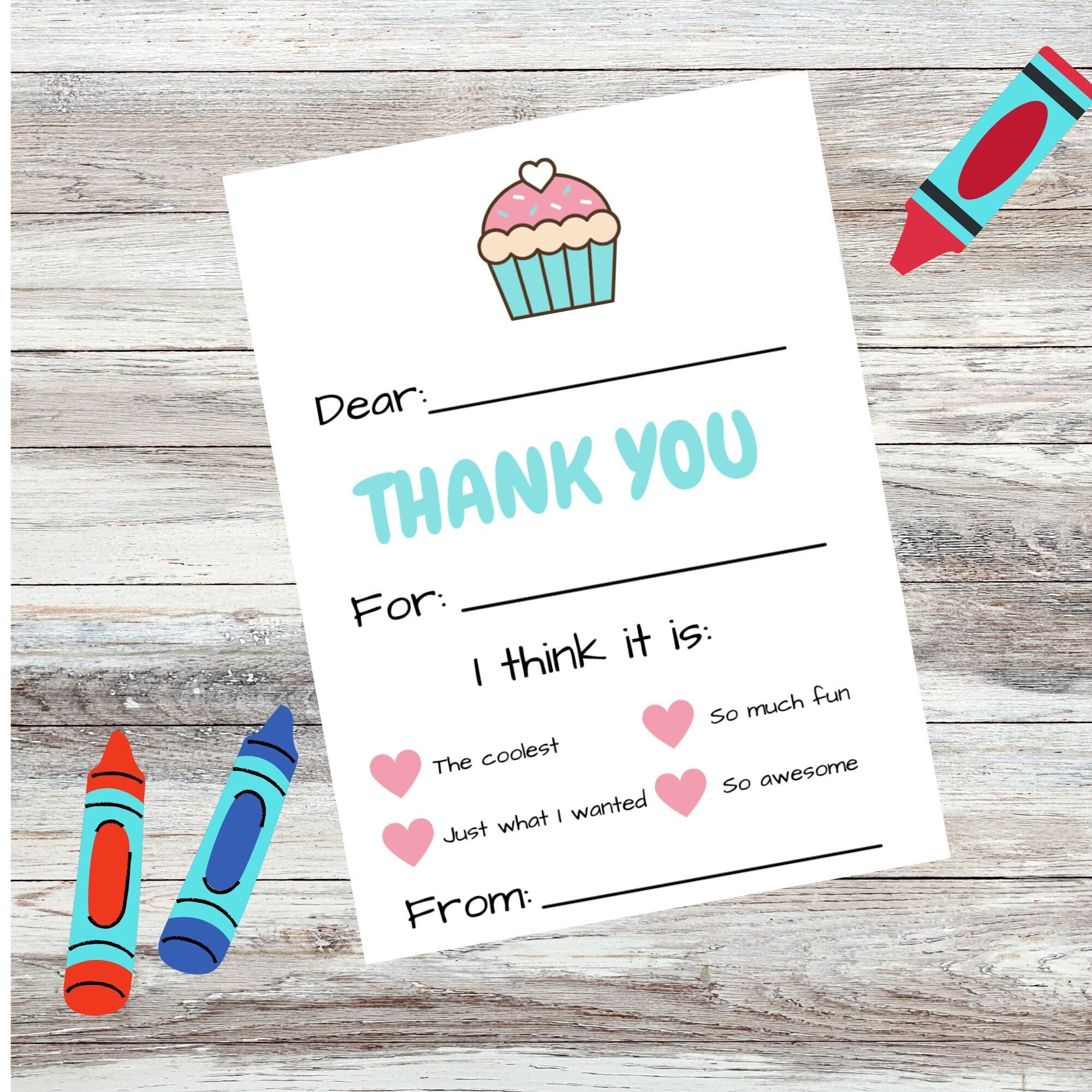 Printable Fill in the Blank Kids Thank You Cards, Thank You Kids ...