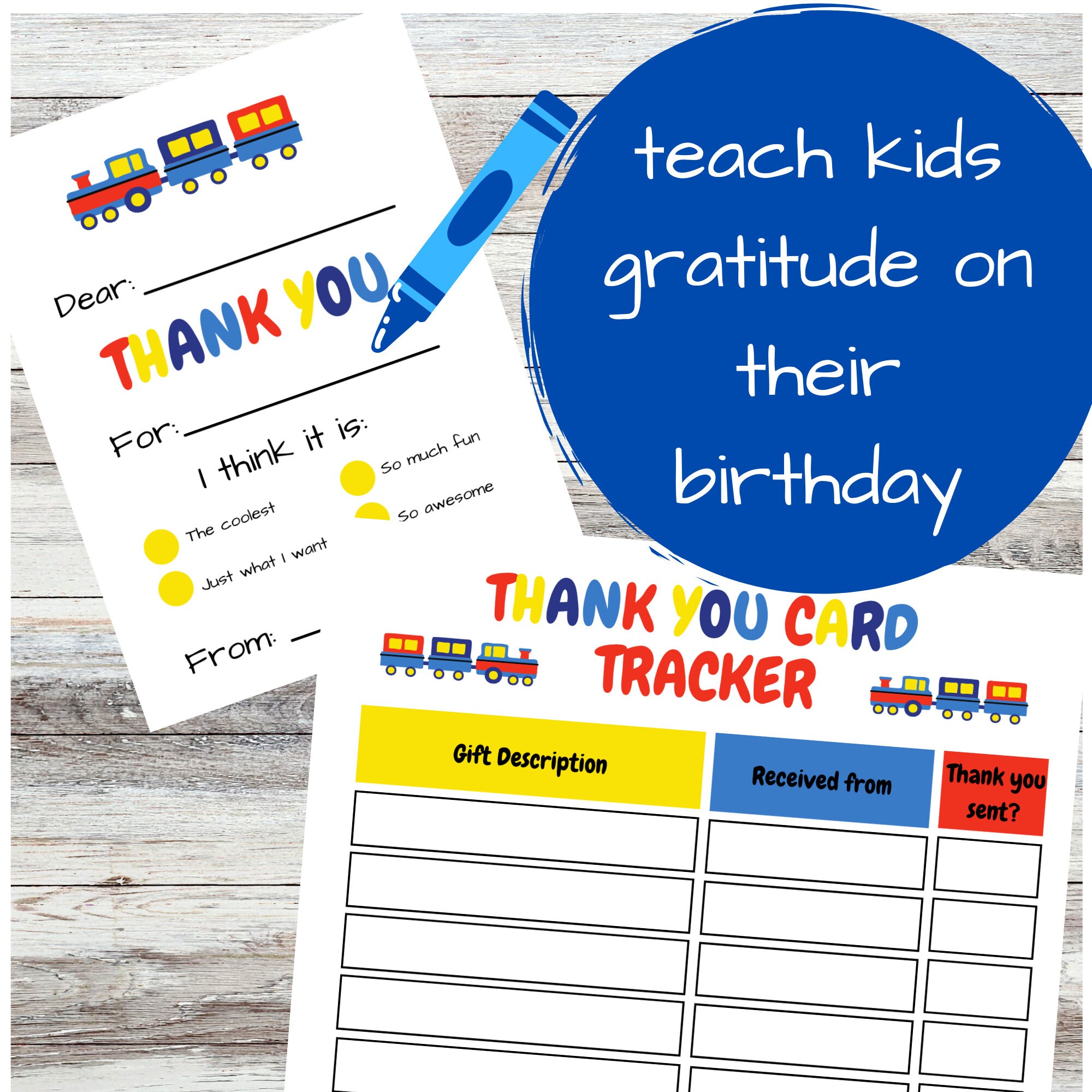 Printable Kids Train Fill in the Blank Thank You Notes: Birthday ...