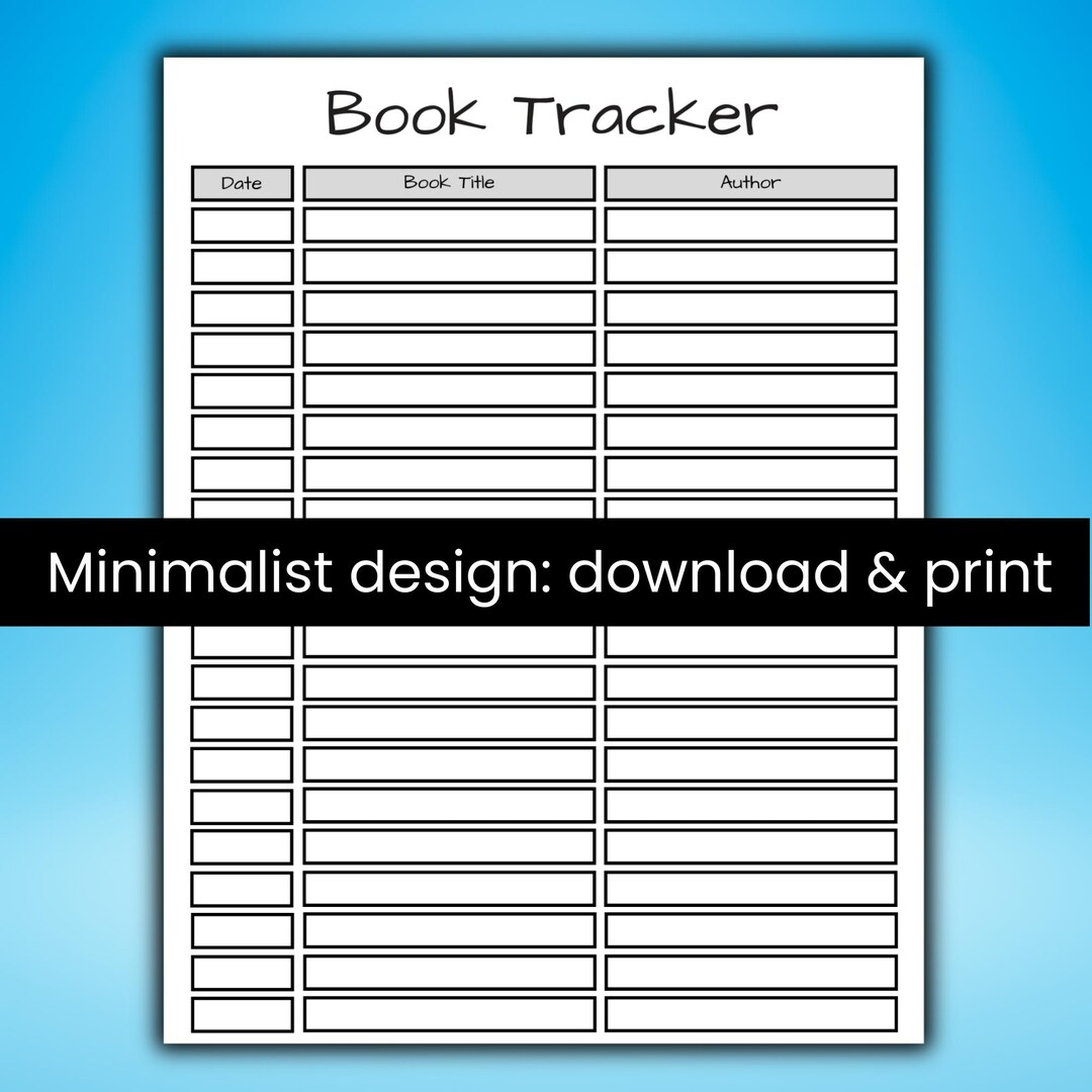 Minimalist Book Tracker, One-page Reading Log, Reading Tracker ...