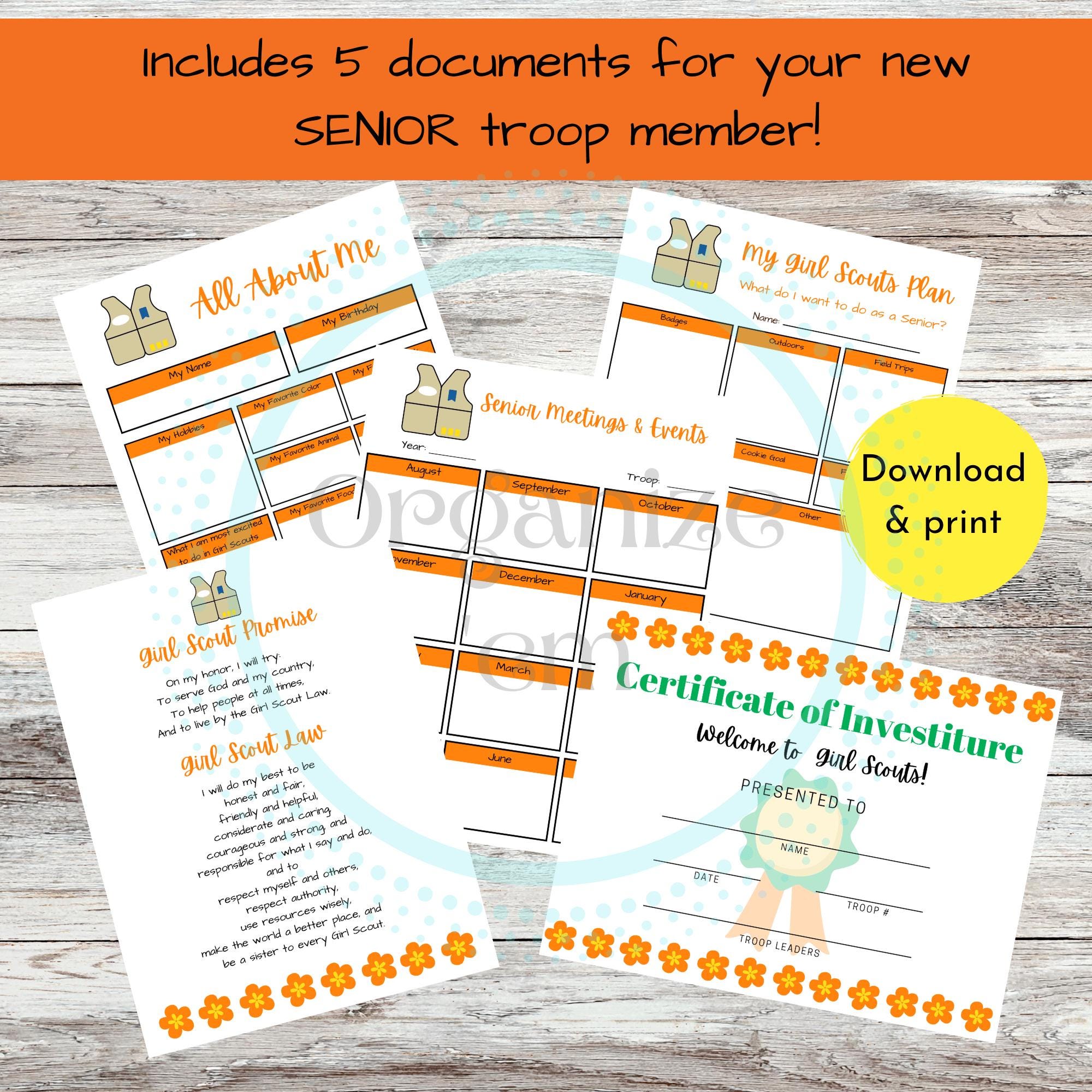 Printable Senior Girl Scout New Troop Member Kit, New Girl Handouts ...
