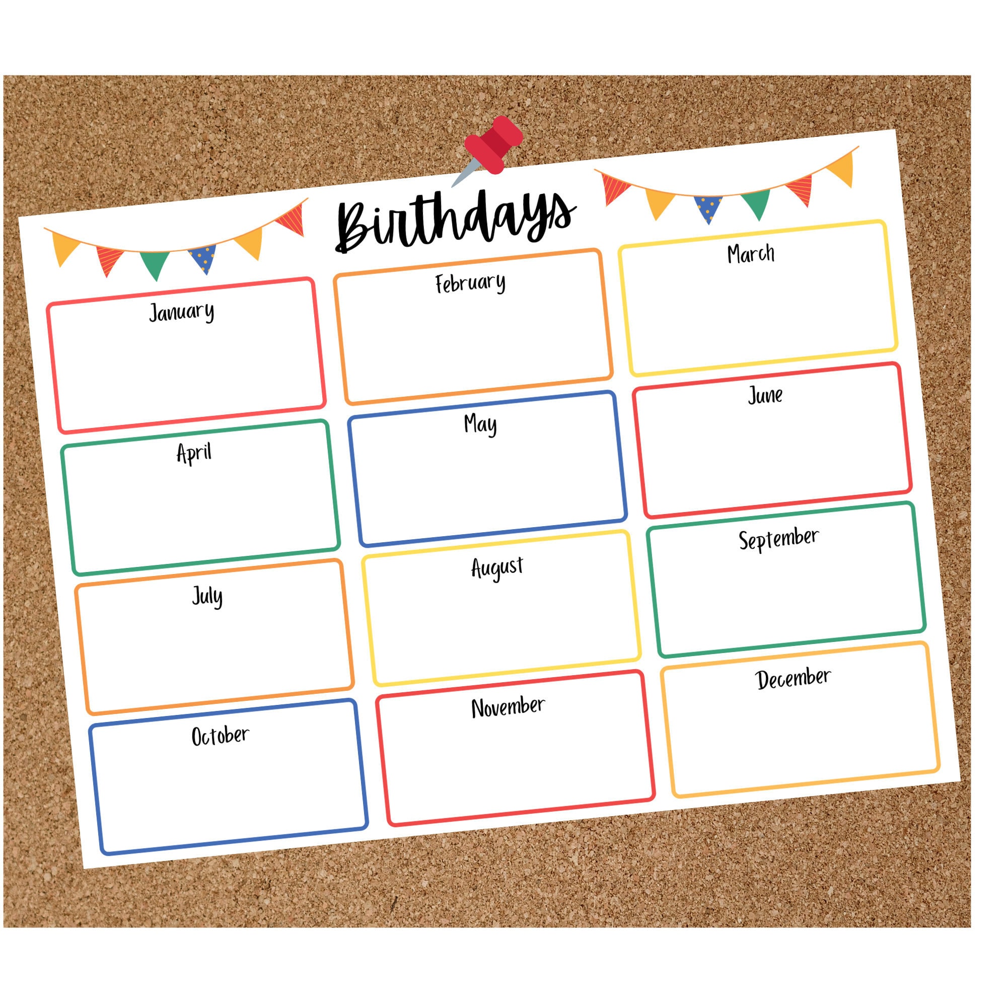 Birthday Organizer by Month, Birthday Tracker, Kids, Adults, Birth ...
