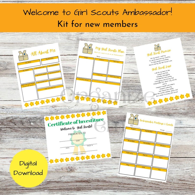 Printable Ambassador Girl Scout New Troop Member Kit, New Girl Handouts ...