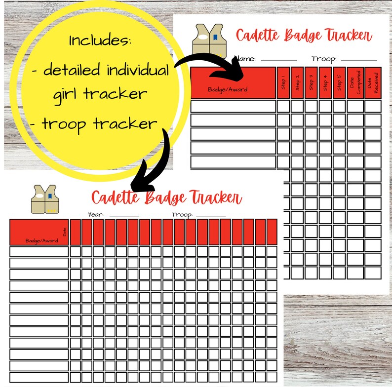 Cadette Badge Tracker, Girl Scouts Badge Tracker, Award Tracker ...