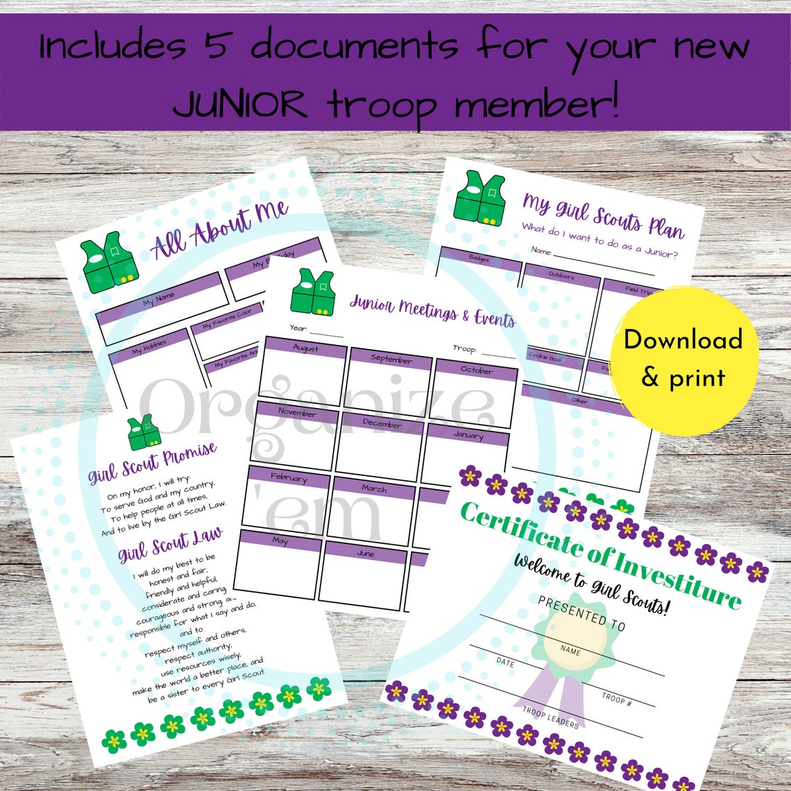 Printable Junior Girl Scout New Troop Member Kit, New Girl Handouts ...
