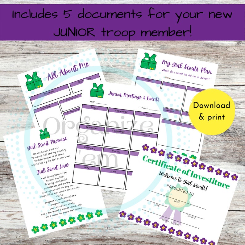 Printable Junior Girl Scout New Troop Member Kit, New Girl Handouts ...