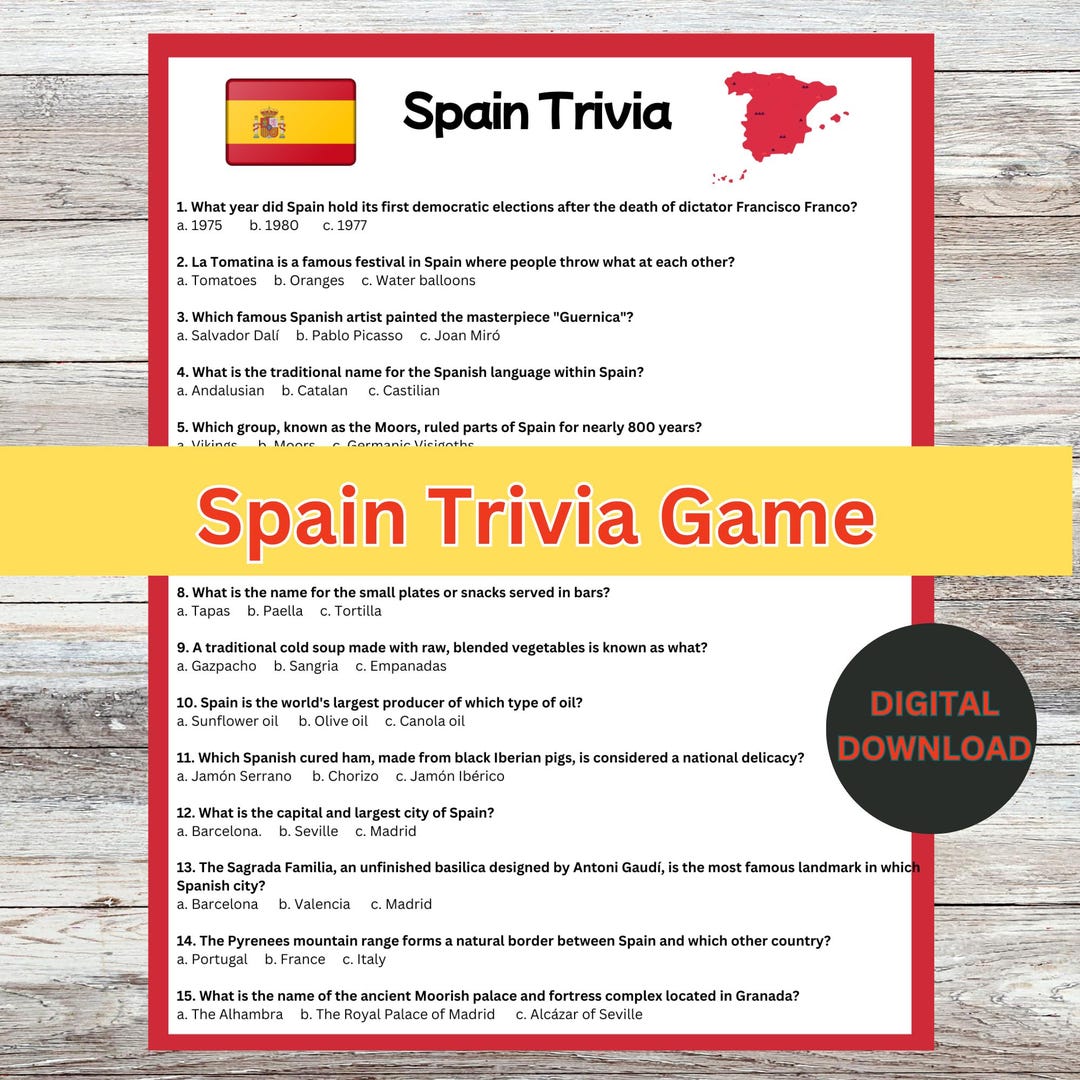 Spain Trivia Game, Spanish Quiz, Spain Travel Game, Spanish Trivia Quiz ...