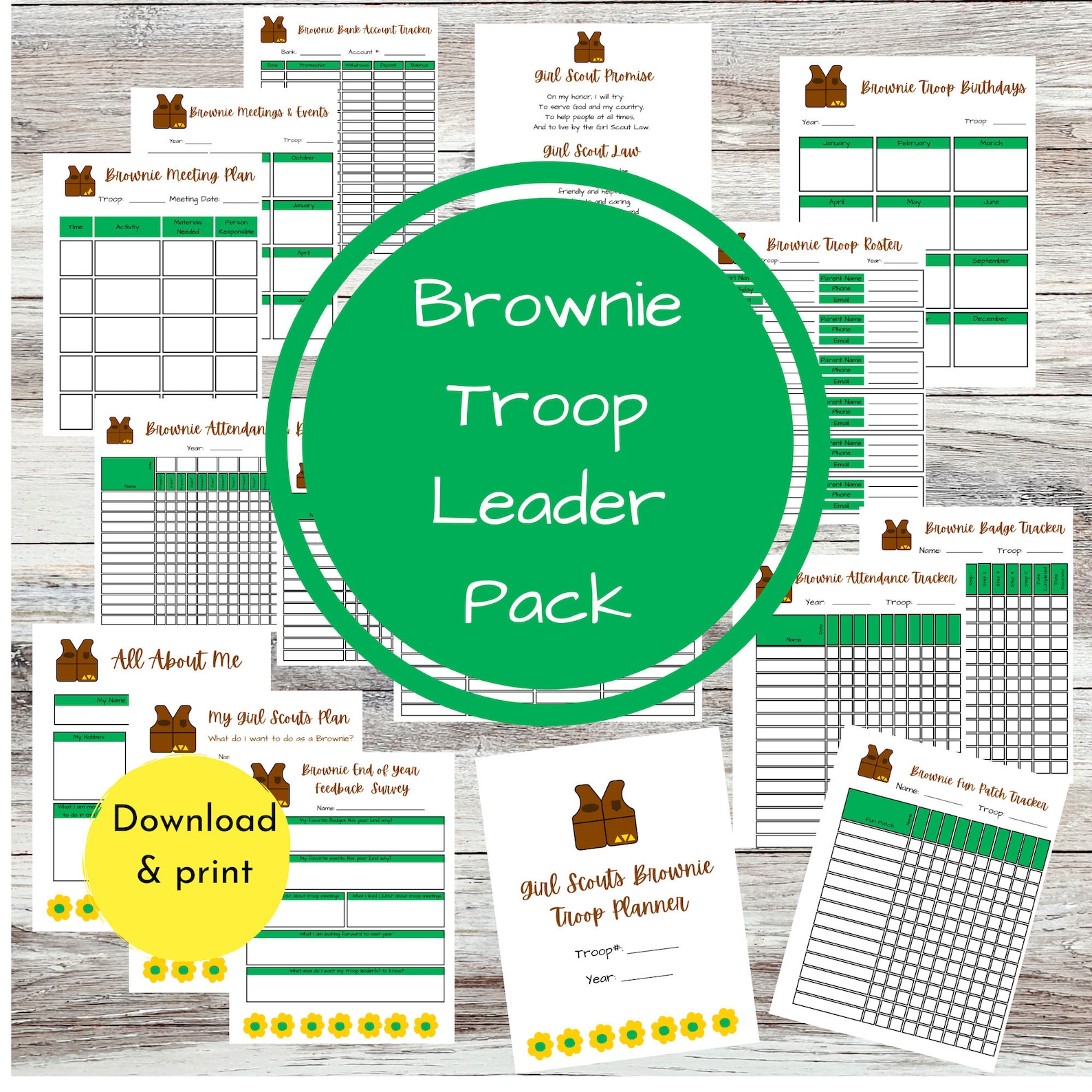 Printable Brownie Girl Scout Troop Leader Planning and Organizing Kit ...