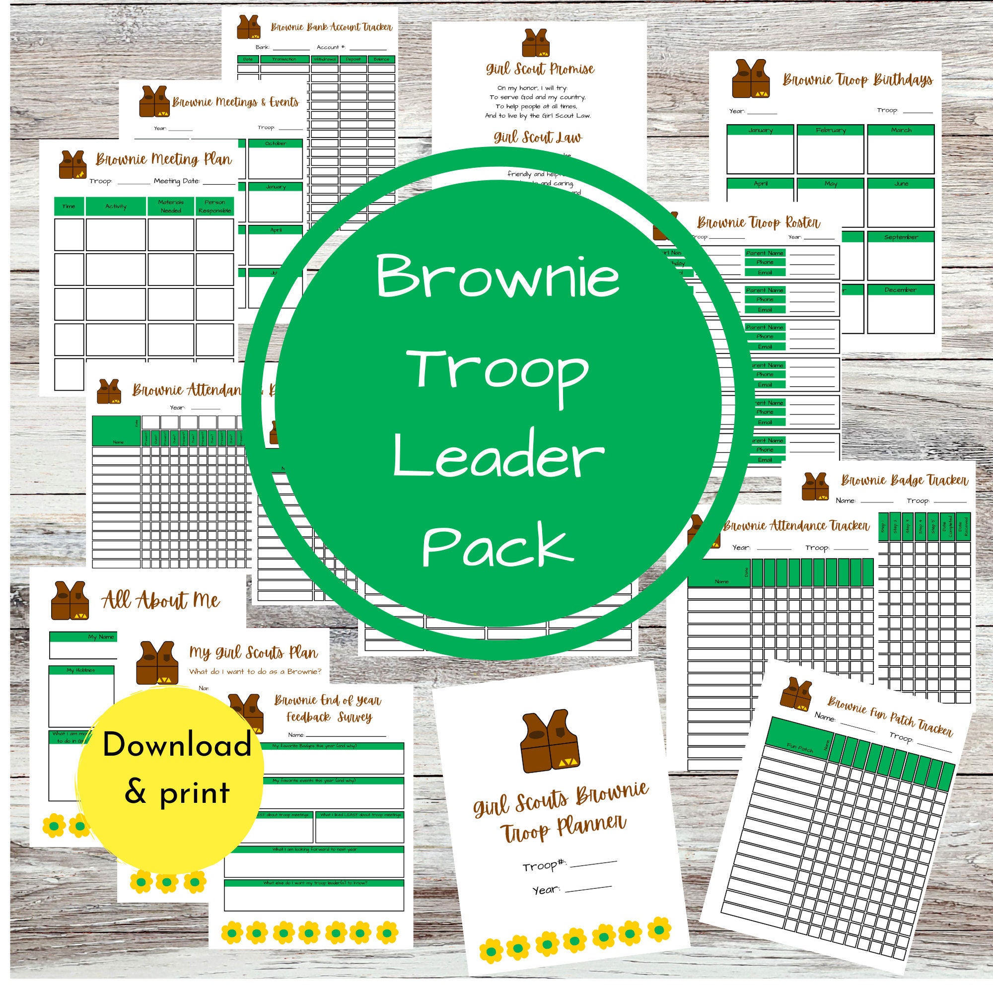 Printable Brownie Girl Scout Troop Leader Planning And Organizing Kit