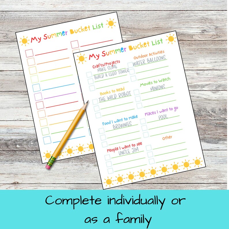 Summer Bucket List Printable, Summer Bucket List Fill in the Blank for ...