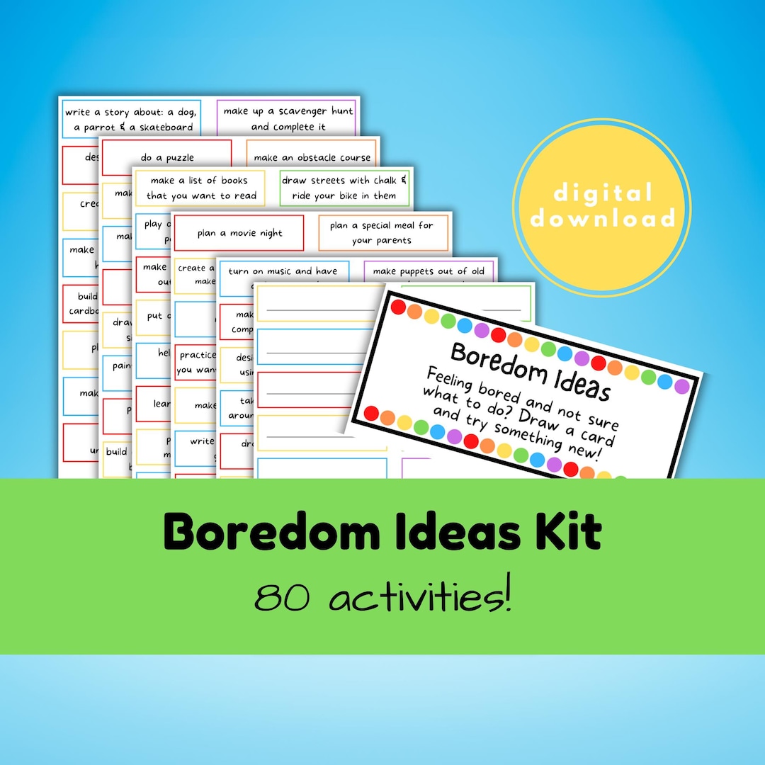 Interactive Boredom Buster: Kids Activity Cards and Printable Jar Kit ...