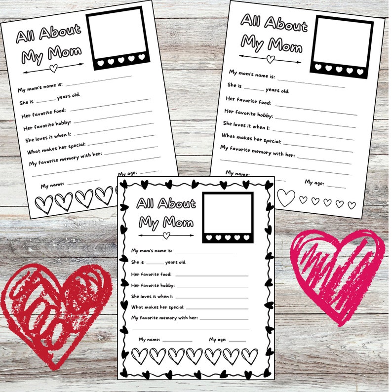 All About Mom, Printable Mothers Day Gift, All About My Mom Coloring ...