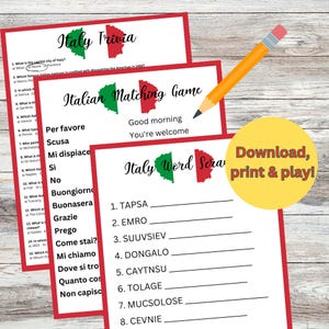 Italy Games Bundle | 3 Fun Italian Language Games (trivia, Matching ...