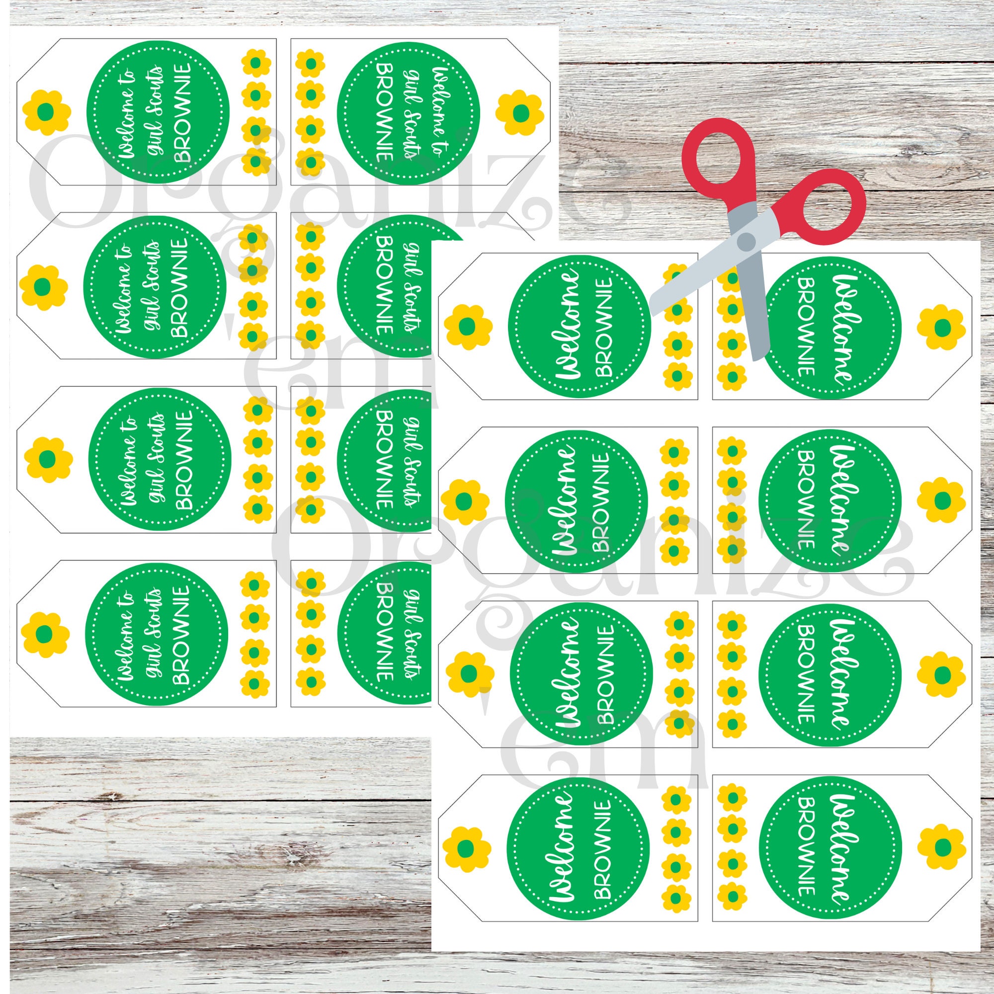 Brownie Girl Scouts Tags Printable; Bridging Gift Tag, Investiture Gift ...