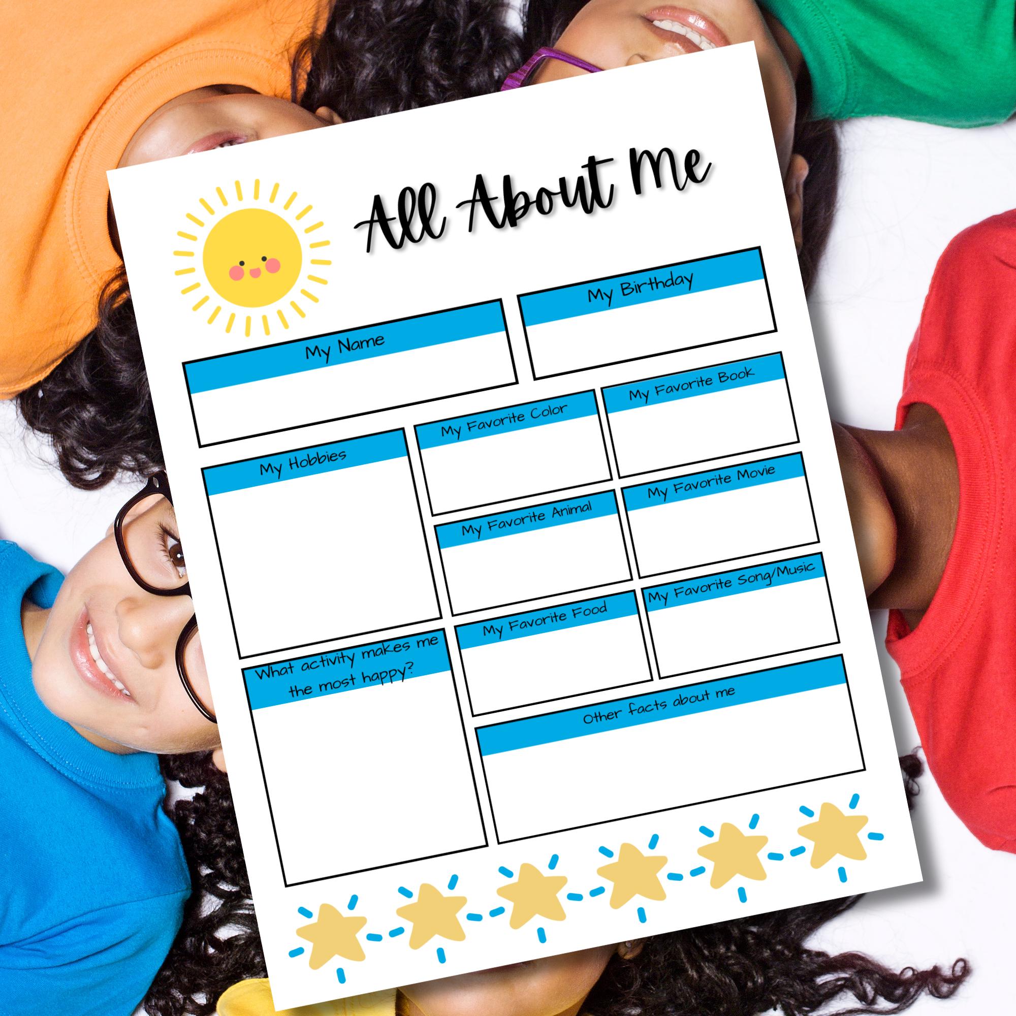 Printable All About Me; Elementary School Activity, About Me ...