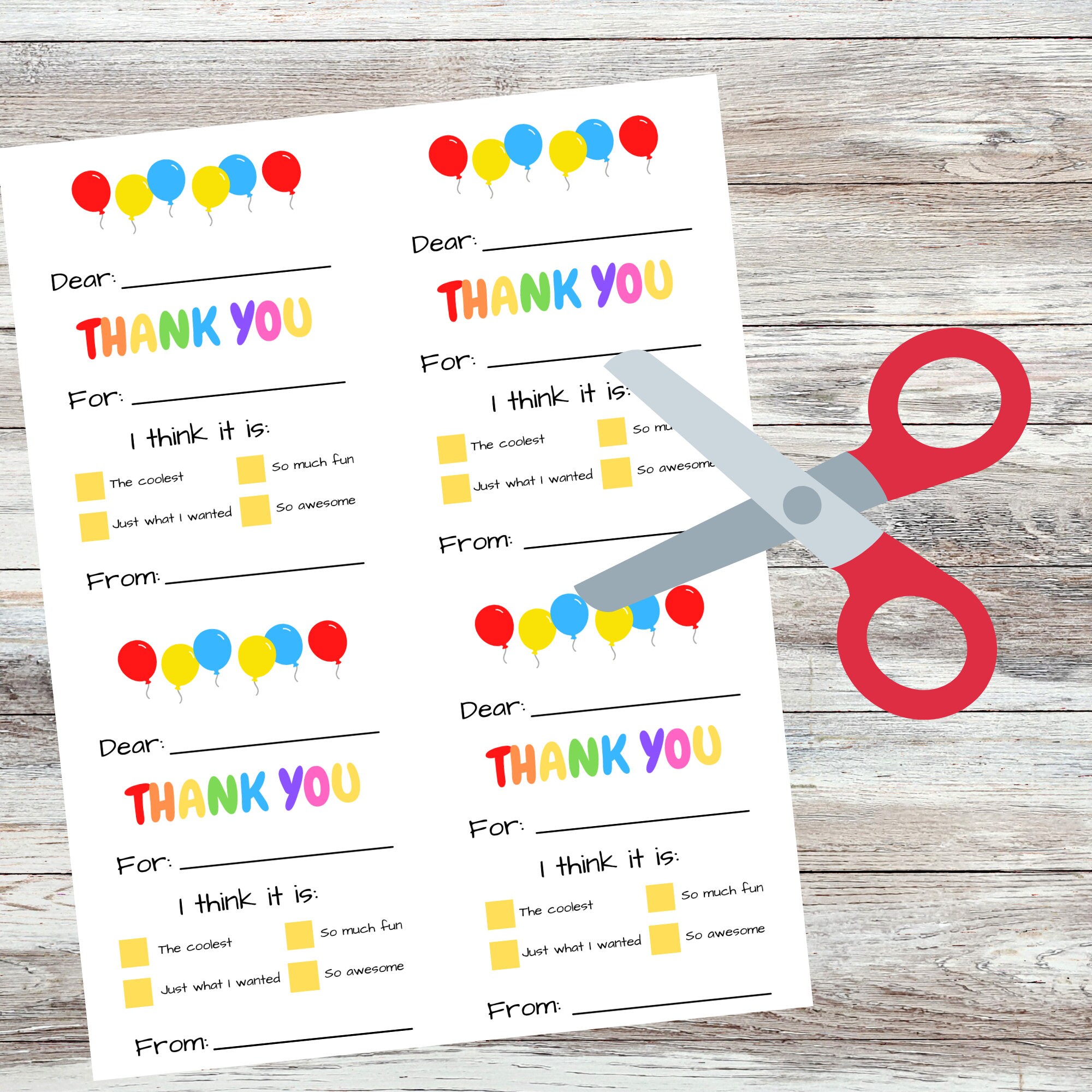 Rainbow Printable Fill in the Blank Thank You Cards, Boys and Girls ...