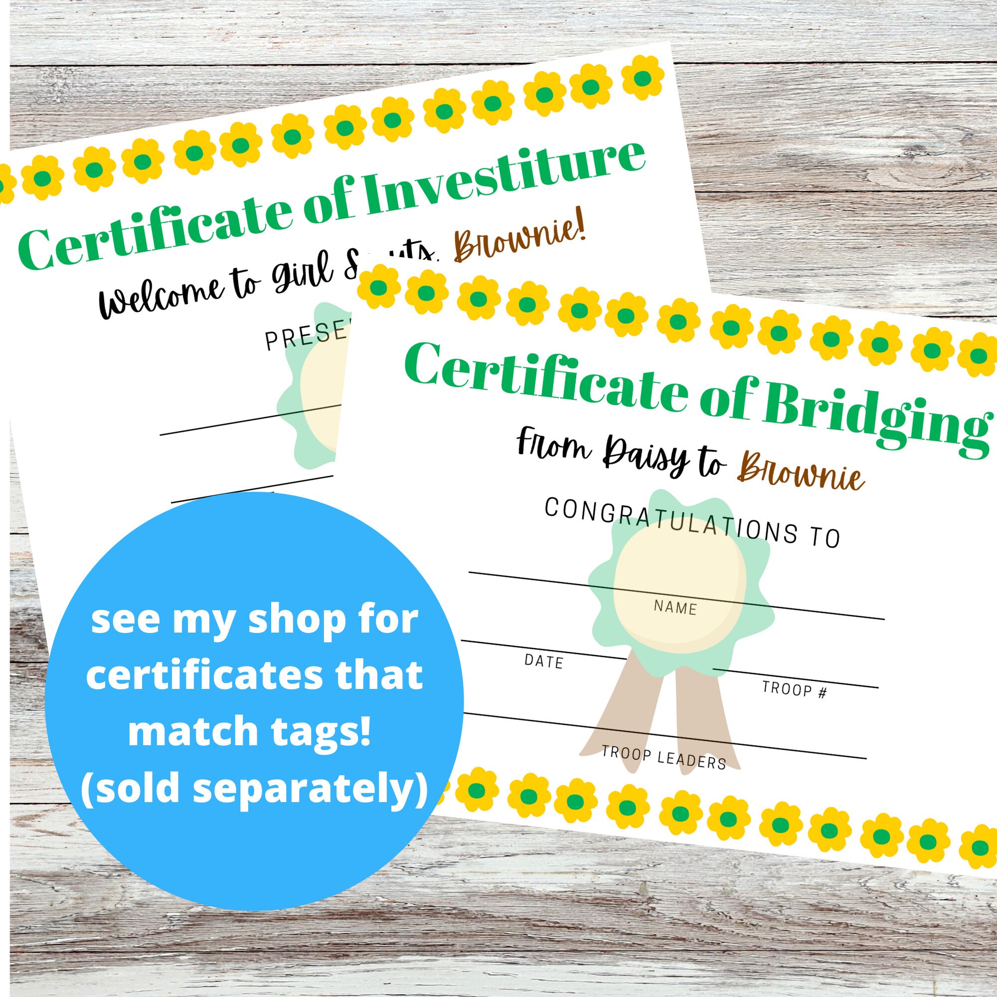 Brownie Girl Scouts Tags Printable; Bridging Gift Tag, Investiture Gift ...