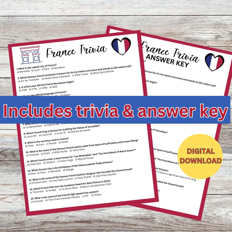 France Trivia Game, French Quiz, France Travel Game, French Trivia Quiz ...
